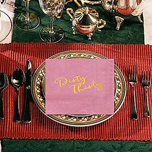 Apriciti Cocktail Napkins Pink Gold Napkins, 30th Anniversary Party Napkins Paper with Gold Foil Words for Thirty Birthday Anniversary Celebration Decorations 2023 (Pink-Thirty, 20 Count)