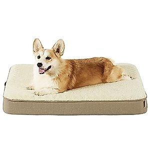 Lesure Orthopedic Dog Beds for Medium Dogs - Egg Crate Foam Puppy Bed with Ultra Soft Sherpa Surface&Removable Cover, Machine Washable Waterproof Dog Bed with Non-Slip Bottom(Curds&Whey,30x20x3inch)