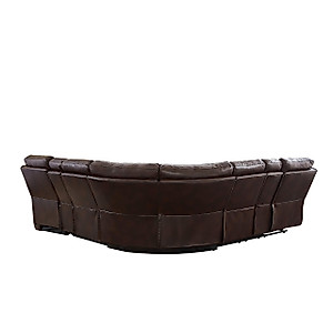 DHHU Living Room Leather Motion Sectional Sofa, PU L Shape Symmertrical Reclining Couch with Cup Holder and Storage Box, Leathaire Corner Couches Modern Reclining Sofá, Brown