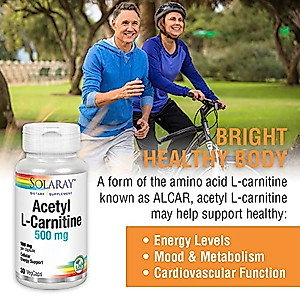 SOLARAY Acetyl L-Carnitine 500 mg | Healthy Cellular Energy, Memory, Mood, and Cardiovascular Support | 30 VegCaps