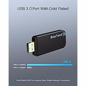 BrosTrend Linux USB WiFi Adapter 1200Mbps Supports Ubuntu, Mint, Kali, Debian, Kubuntu, Mate, Zorin, PureOS, Raspberry Pi 2+, Windows 11, USB3.0 Wireless Dual Band Wi-Fi 5GHz/867Mbps + 2.4GHz/300Mbps