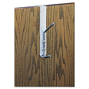 Safco Over-The-Door Double Coat Hook, Chrome-Plated Steel, Satin Aluminum Base (4166)
