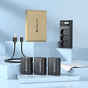 Powerextra Replace for Sony NP-FZ100 Battery and LCD Triple Charger for Firmware 2.0 Sony Alpha A7 III, A7R III, A9, Sony Alpha 9, A7R3, a6600, a7R IV, Alpha a9 II, Alpha 9R, A9R, Alpha 9S Camera