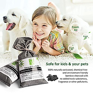 10 Pack Bamboo Charcoal Nature Fresh Air Purifying Bags,Activated Charcoal Bags Odor Absorber, Moisture Eliminator,Deodorizer, Air Fresheners For Car Smell,Closet,Shoe,large Room,Pet Room (10x75g)