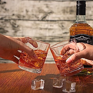 CUCUMI 11oz 6pcs Whiskey Glasses Old Fashioned Glasses Includes Chilling Stones, Ice Clip, Scotch Rocks Glasses Bourbon Glassware Gifts for Men