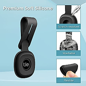 Fintie Soft Silicone Case for Tile Mate (2022), Lightweight Flexible Protective Skin Cover, Anti-Lost Scratch Resistant Holder Accessory for Tile Mate (2022) Finder Tracker - Black