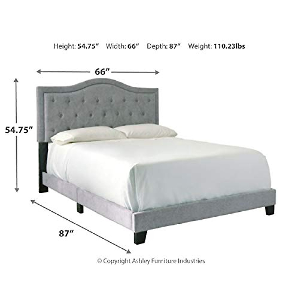 Signature Design by Ashley Jerary Queen Upholstered Tufted Bed Frame, Light Gray