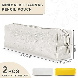 SenseYo 2 Pack Pencil Case Pouch for Stationery Organizer (Beige & Yellow)