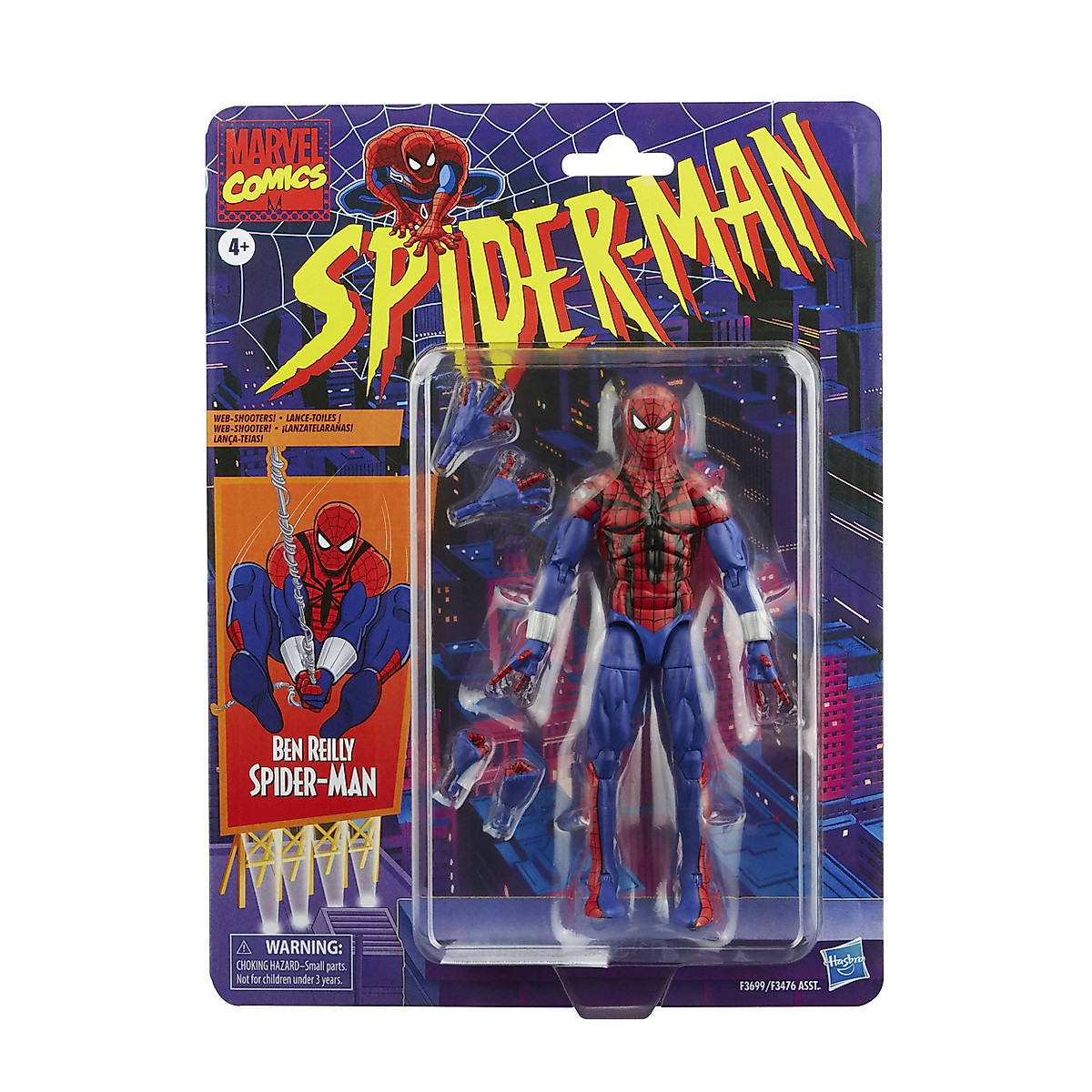 Spider-Man Marvel Legends Series 6-inch Ben Reilly Action Figure Toy, Includes 5 Accessories: 4 Alternate Hands, 1 Web Line FX