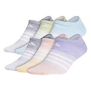 adidas Women's Superlite No Show Socks (6-Pair), Light Purple/Wonder Mauve Pink/Pulse Amber Orange, Medium