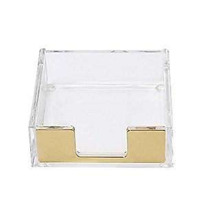MultiBey Sticky Notes Memo Pad Holder Dispenser Rose Gold with Clear Desk Supplies Organizer Accessories for Office Home Schools (Gold)
