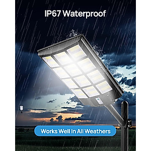 Eontim 4200W Solar Street Lights Outdoor, Commercial Solar Parking Lot Light with Remote Control, Motion Sensor Solar Light Outdoor Waterproof, Dusk to Dawn LED Solar Flood Light for Yard, Outside