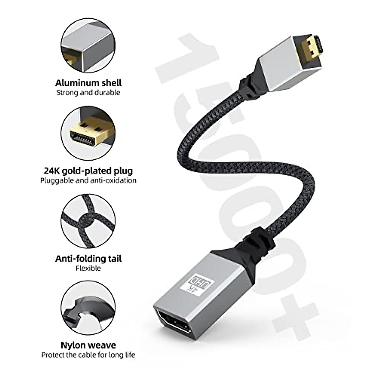 CLAVOOP Micro HDMI to HDMI Adapter, HDMI 2.0 Female to Micro HDMI Male Cable Adapter 4K@60Hz HDR 3D 18Gbps Compatible for Raspberry Pi 4 GoPro Black Hero7 Camera 7R A6000 B500 - Grey