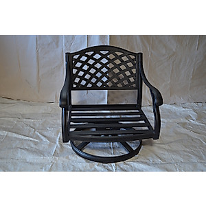 Nassau Outdoor Patio Set of 4 Swivel Rocker Club Chairs Dark Bronze Cast Aluminum, Walnut Cushions