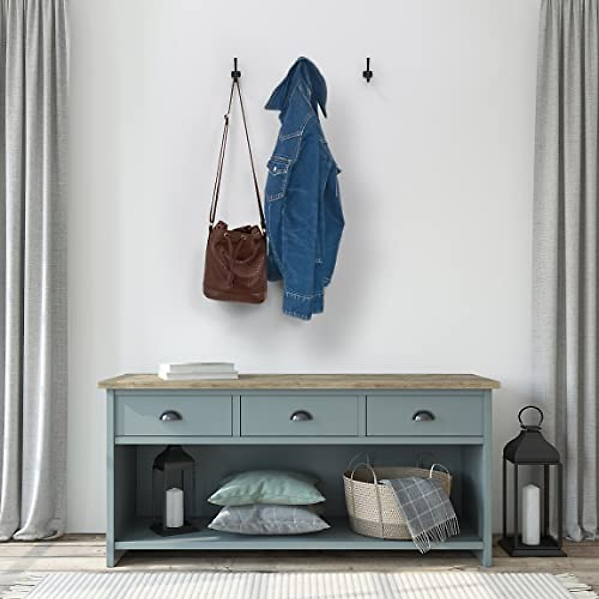 National Hardware N900-008 Mounted 3 Pack Hanging Wall Hooks for Towels, Robe, Coats, Hats, Matte Black