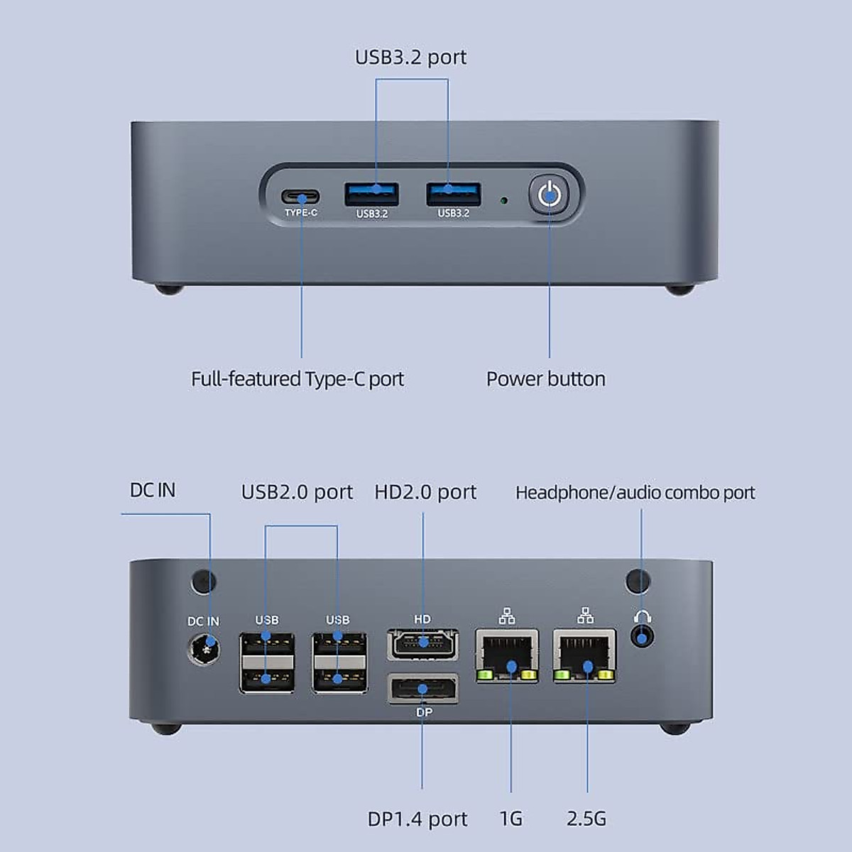 KingnovyPC Mini PC AMD Ryzen 9 5900HX Windows 10 Home, 64GB DDR4 RAM 2TB PCIe NVME SSD Mini Desktop Computer, HDMI/DP/Type-C Output,2*RJ45 Gigabit Ethernet