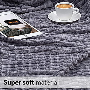 Throw Blankets – 50”x60”, Charcoal - Waffle Blanket - Lightweight Flannel Fleece - Soft, Cozy - Perfect for Bed, Sofa, Couch