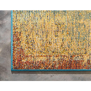 Unique Loom Rosso Collection Traditional, Medallion, Distressed, Bohemian, Vintage, Southwestern Area Rug, 5 ft x 8 ft, Multi/Blue