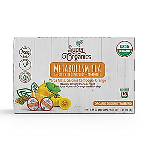 Super Organics Metabolism Oolong Tea Pods With Superfoods & Probiotics Keurig K-Cup Compatible Weight & Metabolism, Slim Tea USDA Certified Organic, Vegan, Non-GMO, Natural & Delicious Tea, 10ct