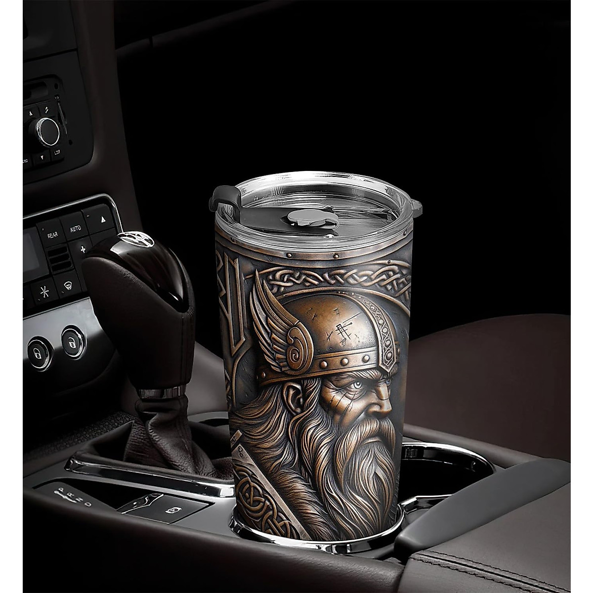 20oz Viking Celtic Warrior Tumbler, Norse Mythology, Viking Gifts for Men, Coffee Thermos for Men, Stainless Steel Double Wall Vacuum Insulated Coffee Mug, Travel Cup with Lid