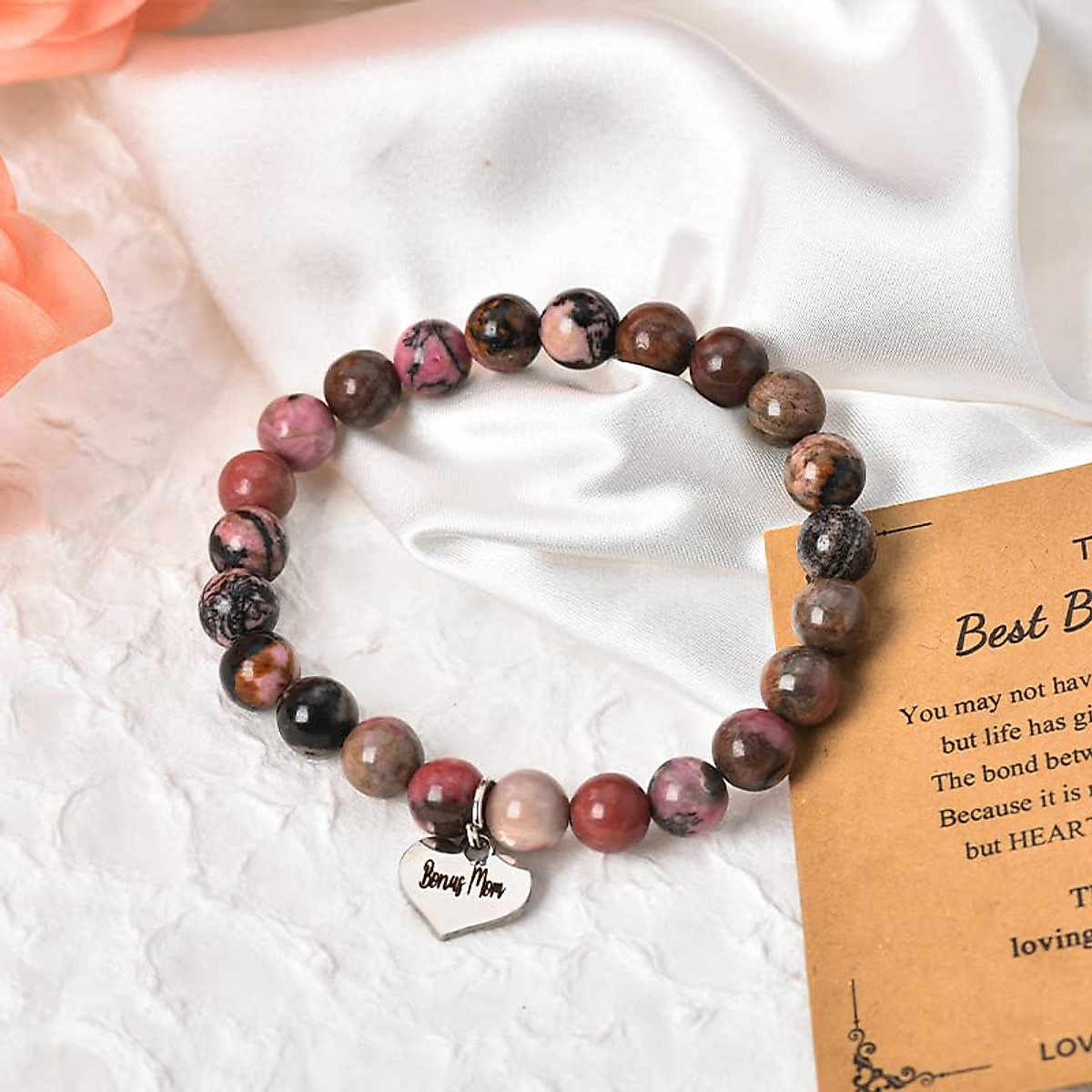 Kilener Bonus Mom Stepmom Gifts Bracelet from Daughter Son Mothers Day Gifts for Step Mom Beaded Bracelets for Women Stepmother Gifts for Christmas Birthday Thank You Gift for Mother in Law Bracelet