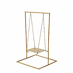 BalsaCircle 3 feet Gold Metal Swing Cake Stand Hanging Dessert Display Centerpiece Party Events Reception Home Decorations Supplies