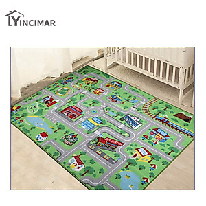Yincimar Kids Carpet Playmat Rug,6.6x5.0 ft Extra Large City Life Carpet Learning Exercise Mat Educational Car Rug Play Game Rug for Baby Toddler Boy Bedroom Playroom