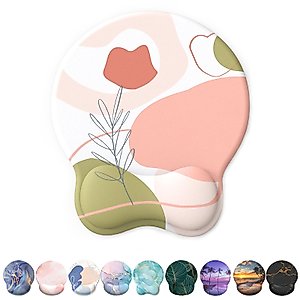 eulps Mouse Pad with Wrist Rest, Comfortable Computer Mousepad with Gel Wrist Support Smooth Surface and Non-Slip PU Base for Pain Relief, Laptop, Office & Home (Rose)