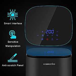 Air Fryer Oven 6 Quart Compact air fryers Oilless Oven 12-in-1 Nonstick and Dishwasher-Safe Basket , Exclusive Recipes, Tempered Glass Display, Customized Temp/Time,airfryer Nonstick Basket, Quiet, Fit for 1-5 People (6QT Air Fryer Black)