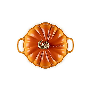 Le Creuset Enameled Cast Iron Figural Pumpkin Cocotte, 4 qt., Persimmon with Gold Figural Knob