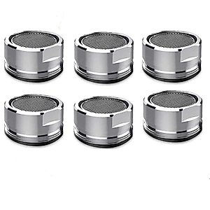 6 Pack Faucet Aerator 2.2 GPM Bathroom Sink Aerator Regular Standard Replacement Parts with Brass Shell 15/16-Inch Male Threads Aerator Faucet Filter with Gasket for Kitchen Bathroom