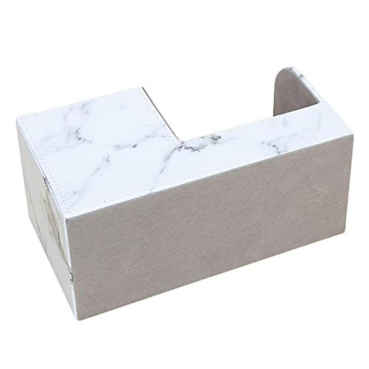 KINGFOM Desk Organizer Office Supplies Caddy Pu Leather Multi-Function Storage Box Pen/Pencil,Cell Phone, Business Name Cards Remote Control Holder Gray Marble