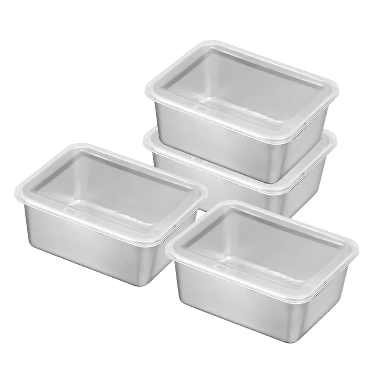 Garneck 4 Pack Airtight Food Storage Containers Stainless Steel Meal Prep Boxes for Refrigerator Easy to Use and Clean for Fridge Organization