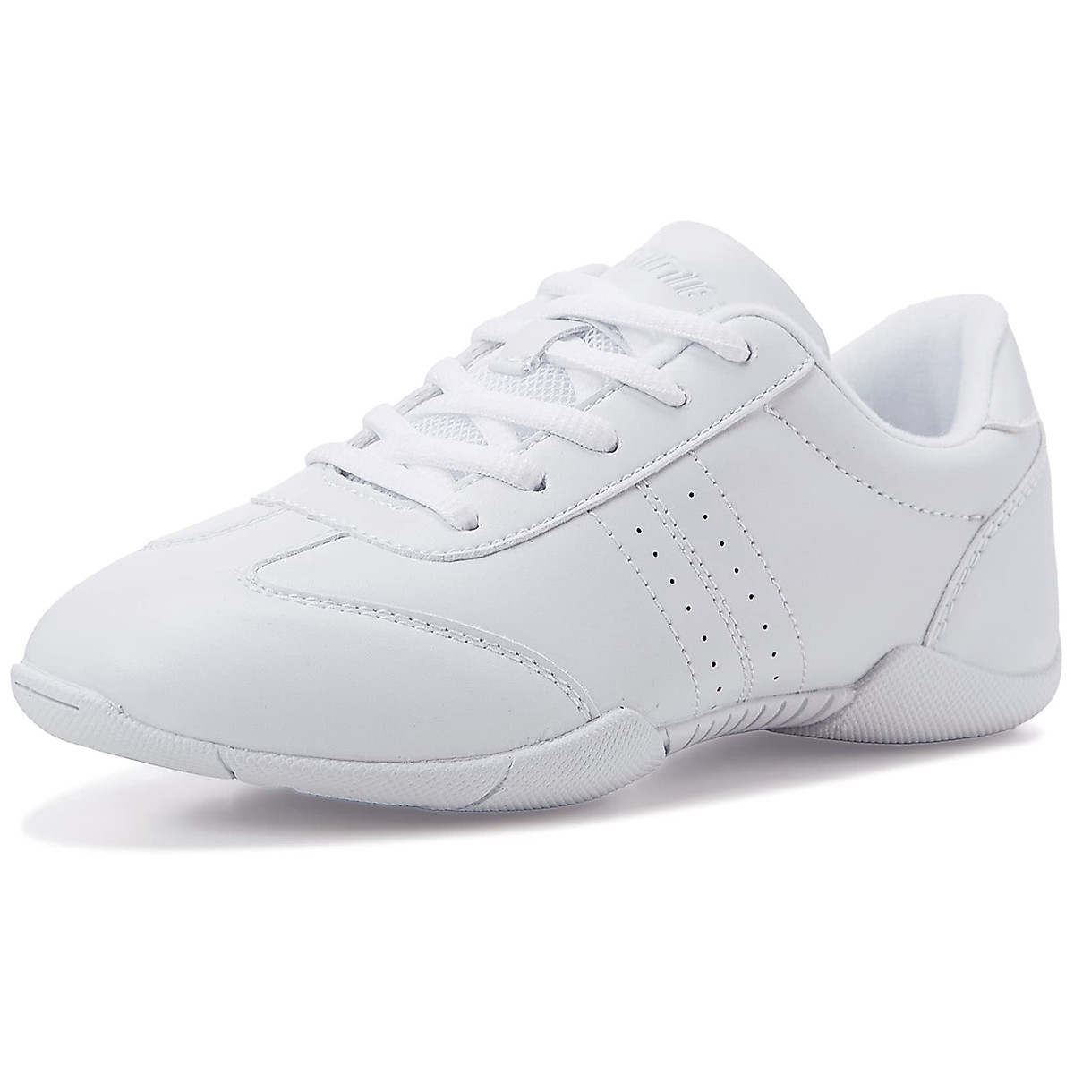 BAXINIER Youth Girls White Cheerleading Dancing Shoes Athletic Training Tennis Walking Breathable Competition Cheer Sneakers - White 13.5 Little Kid