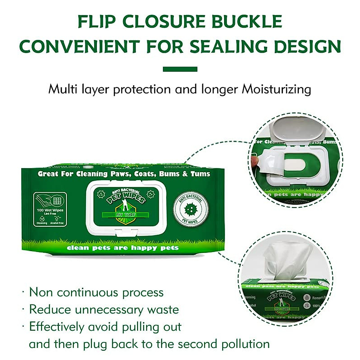 My Turf Unscented Dog Wipes – 100 pcs Pet Wipes for Paw Face Ears and Butt – Cat & Dog Wipes Cleaning – Kitten and Puppy Grooming Bath Wipes 6x8 Inch