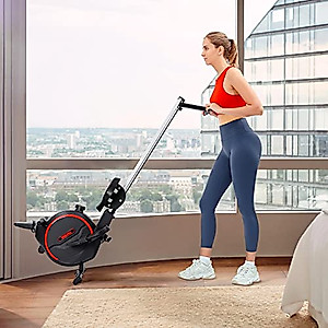 Winfita Magnetic Rower Machine, Foldable Rowing Machine for Home Use with 16 Levels of Quiet Magnetic Resistance, LCD Monitor, Tablet Holder, Oversize Seat Cushion, App Supported