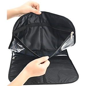 Freegrace Premium Hanging Toiletry Travel Bag - Cosmetic, Jewelry, Toiletry & Accessory Storage Organizer Bag, Large Size, Various Compartments (Black)