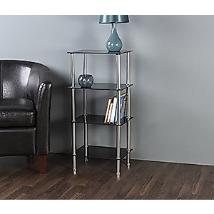 AVF S44-A Small 4 Tier Shelving Unit in Black Glass & Chrome