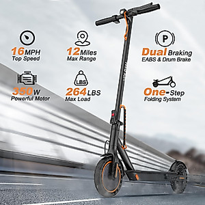 VOLPAM Electric Scooter, Powerful 350W/500W Motor, Max 12/19/28Miles Long Range, Top Speed 16/19/21 MPH, 8.5" /10'' Tires, E Scooter for Adults (8.5''-12Miles-350W)