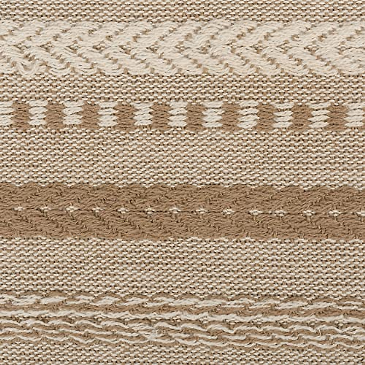 DII Farmhouse Braided Stripe Table Runner Collection, 15x72 (15x77, Fringe Included), Stone