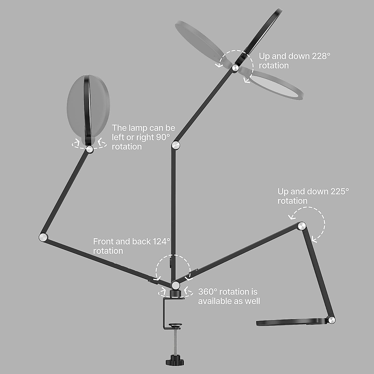Desk LED Light for Zoom Video - ULANZI Edge-Lit Desk Lamp with Clamp I15W I 3000-6500K I Flexible Arm I Soft on Eyes I Computer Zoom Meeting Light Stream Key Light Phone Clip on Right Light