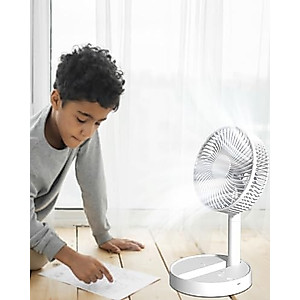 KASYDoFF Portable Desk Fan, 8-Inch USB Battery Operated Fan with 4 Speeds Strong Airflow, Foldable Personal Fan for Bedroom, Small Travel Fan for Outdoor