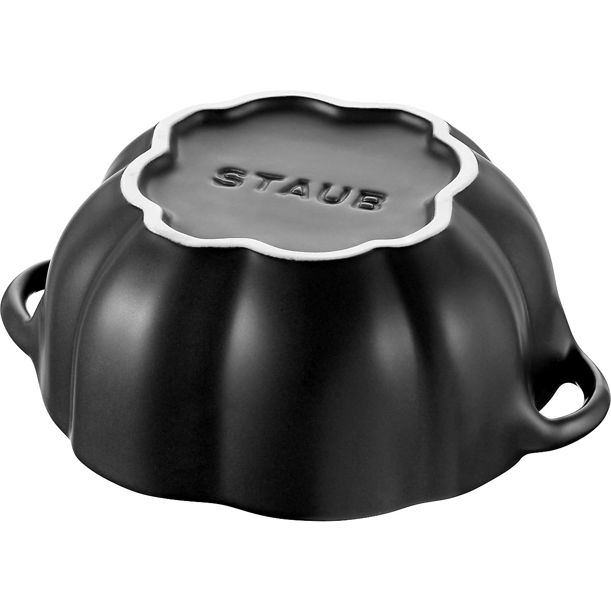 STAUB 0.5-qt Petite Ceramic Pumpkin, Oven & Stove Safe up to 572°F, Baking Dish, Candy Dish, Matte Black