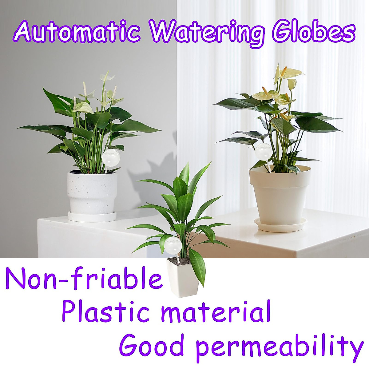 Jgalnim 10 PCS Large Clear Plastic Watering Globes,Plant Self-Watering Bulbs,Flower Automatic Water Device,Garden Waterer for Plant Indoor Outdoor Plants Flowers