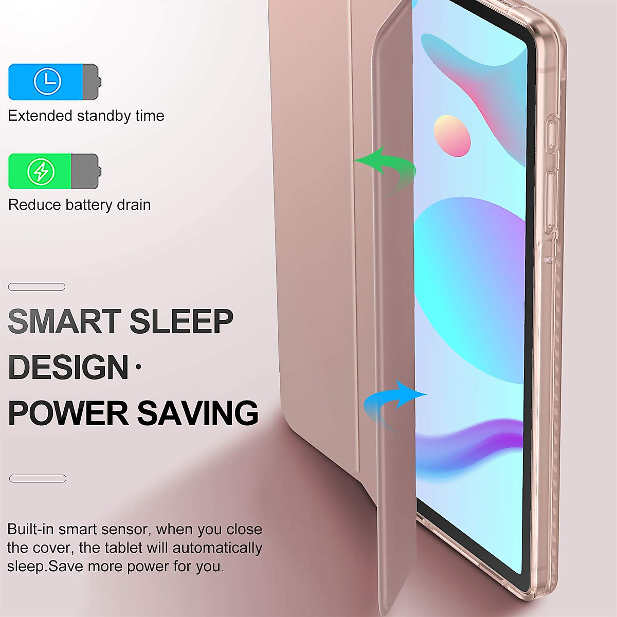 INFILAND Case for Samsung Galaxy Tab S6 Lite 10.4 Inch(2024/2022/2020) - Shockproof Frosted Translucent Back with S Pen Holder&Auto Wake/Sleep Function, Rose-Gold