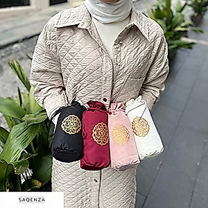 SAQENZA Prayer Rug - Muslim Prayer Rug - Prayer Mat Travel Bag and Prayer Beads - Muslim Gifts for Men, Women and Kids( Green )