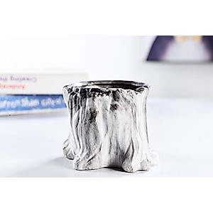 2CFUN Succulent Planter Pots Small Ceramic Flower Cactus Pots Set 4 Pack Tree Stump Succulent Pots with Drainage Bonsai Pots 4.33 Inch Gift for Home Decor Indoor Outdoor