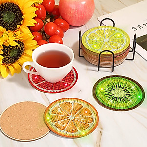 Billbotk 12 Pieces Diamond Painting Coasters with Holder, Diamond Art Coasters, Arts and Crafts for Adults, Small Diamond Painting Kits for Beginners