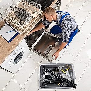 Gloreen 4 Packs Large Bus Tub Tote Box, 35 L, Gray Dish Pan Basin