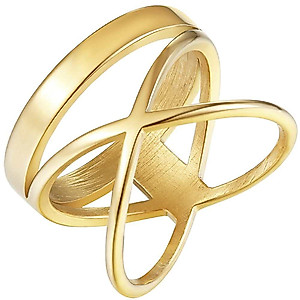 Jude Jewelers Stainless Steel Classical Plain Wrap Style Promise Statement Wedding Ring (Gold, 7)